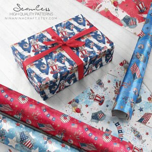 American Flag Digital Papers, Independence Day Seamless Patterns, USA ...