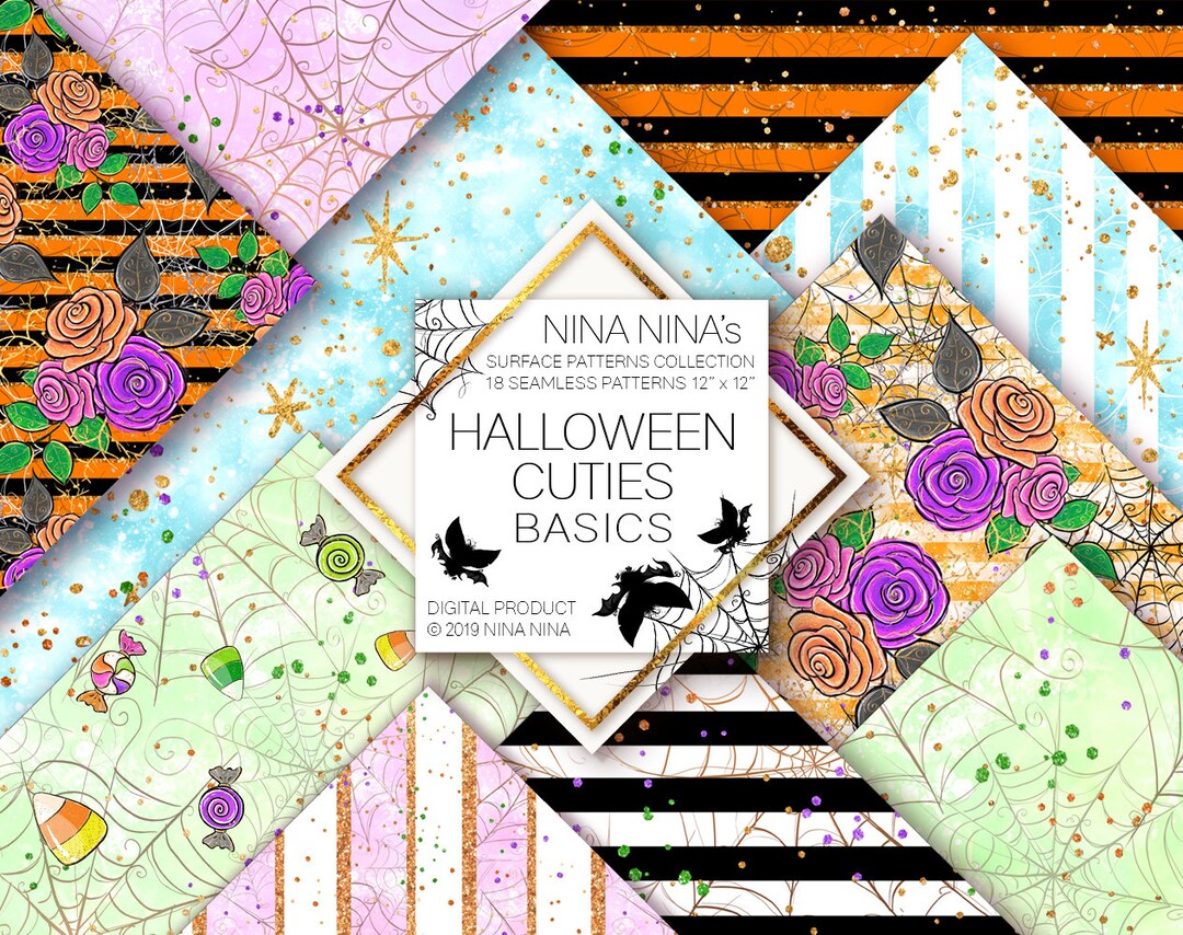 Cute Halloween Digital Papers Basic, Halloween Seamless Patterns ...