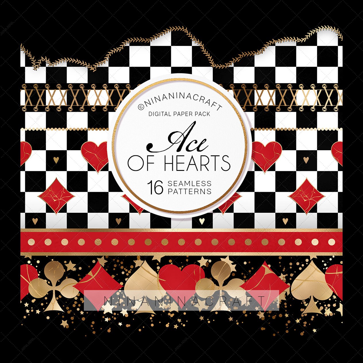 Playing Cards Digital Papers, Cards Seamless Patterns by Ninaninacraft ...