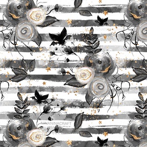 Halloween Flowers Digital Paper Pack, Cute Spooky Floral Seamless ...