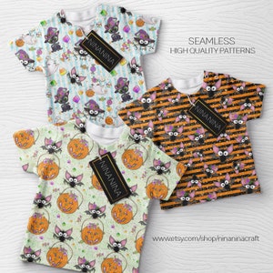 Cute Halloween Digital Papers, Halloween Seamless Patterns, Spooky ...