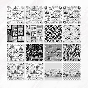 Steamboat Willie Seamless Pattern Pack, Hand-drawn Nautical Digital ...