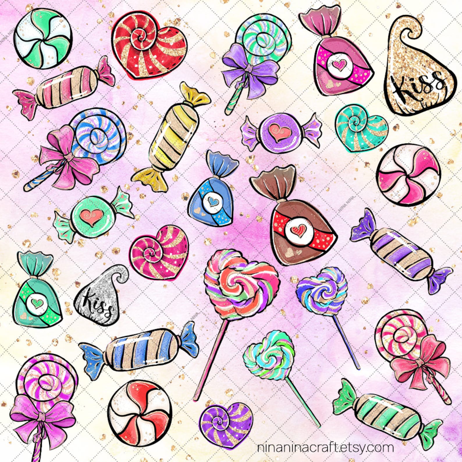 Candy Clipart, Sweets Clip Art, Cute Glitter Clipart Kids, Colorful ...