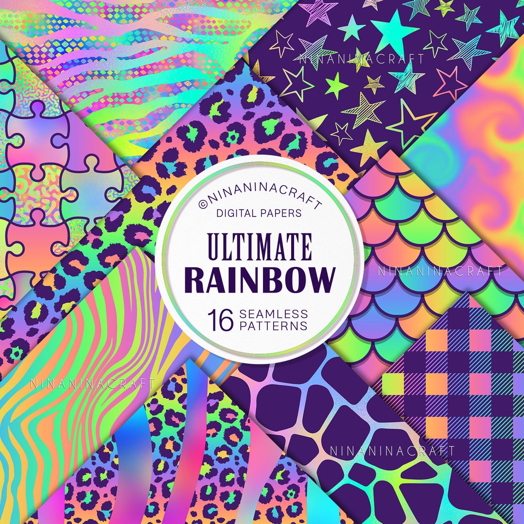 Ultimate Rainbow Seamless Pattern Pack by Ninaninacraft, Sublimation Bundle, Digital Papers ...