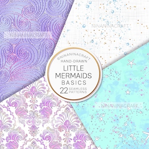 Mermaids Digital Paper by Ninaninacraft, High Res JPG Seamless Pattern ...