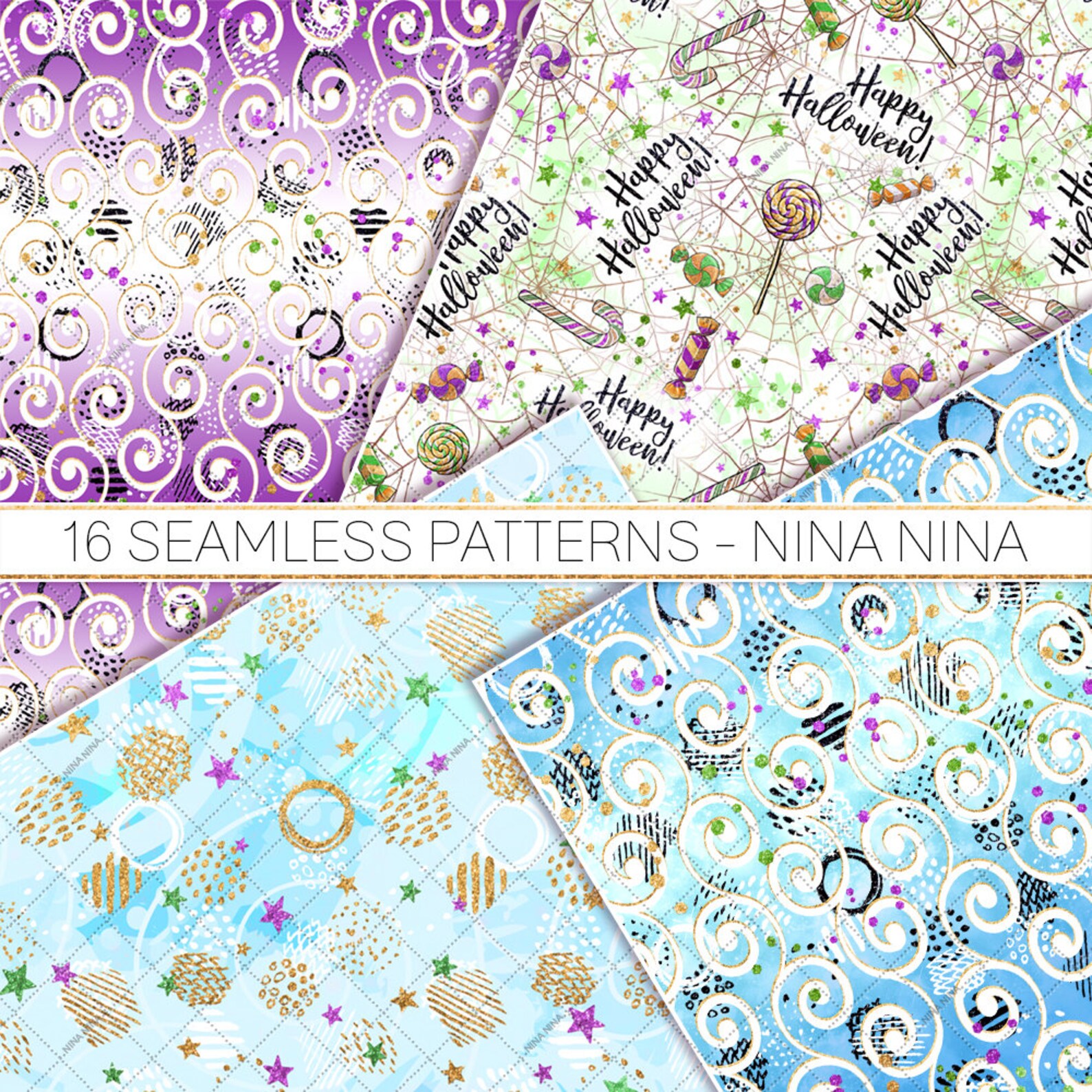 Cute Halloween Digital Papers Basics Seamless Patterns Bats - Etsy