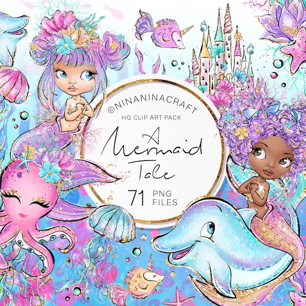 Mermaid Clipart - Etsy