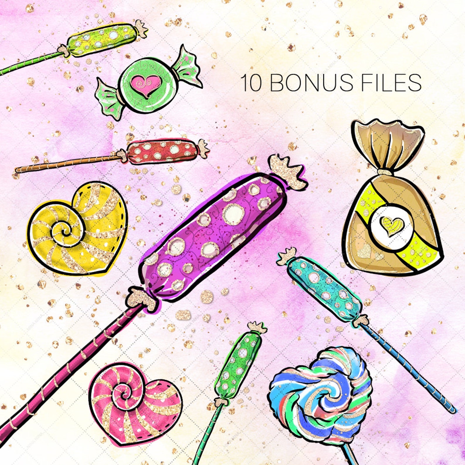 Candy Clipart, Sweets Clip Art, Cute Glitter Clipart Kids, Colorful ...