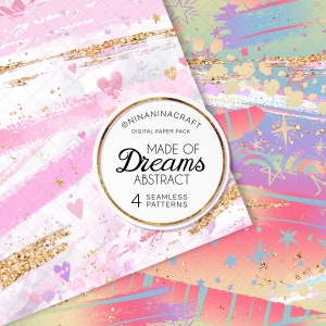 Unicorn Inspired Brush Stroke Seamless Patterns, Abstract Rainbow ...