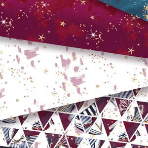 20 Nautical Digital Papers Basics, Dark Red, Blue Gold Stripes Seamless ...