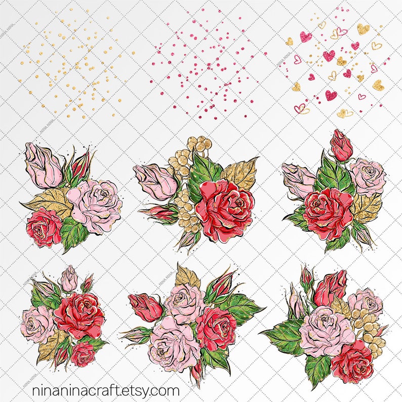 Valentine's Day Clip Art, Roses Clipart, Pink and Red Flowers Planner ...
