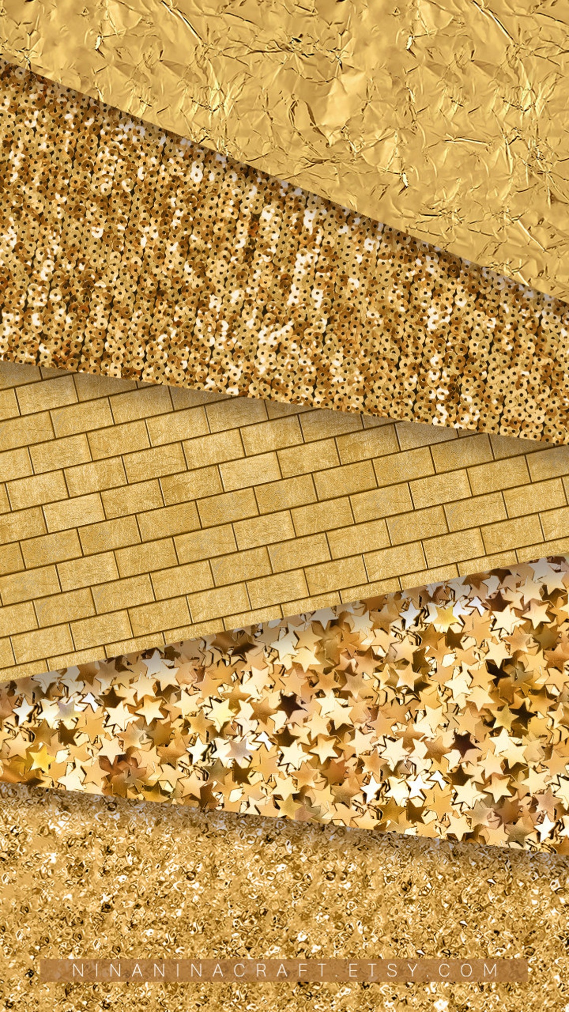 Golden Textures Digital Papers, Gold Seamless Patterns, Luxury Glitter ...