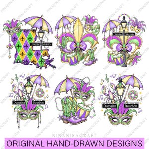 Mardi Gras Clipart by Ninaninacraft, Hand Drawn Clip Art Pack, Mardi ...