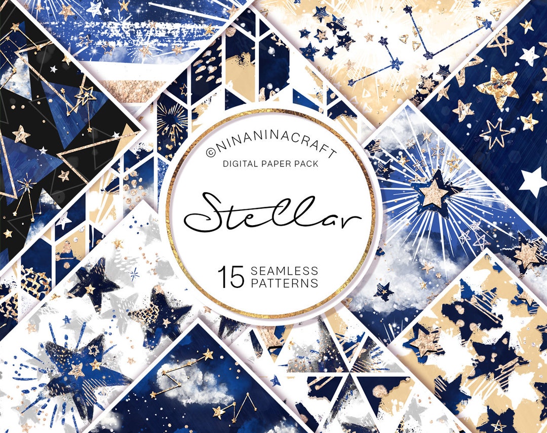 Stellar by Ninaninacraft, Watercolor Stars Digital Papers, Glitter ...