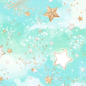 Pastel Galaxy Digital Papers, Stars Seamless Patterns, Gold Glitter Sky ...