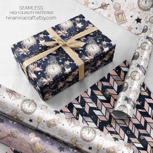 Stars Digital Paper Pack, Gold Glitter Seamless Patterns, Party Fabric ...