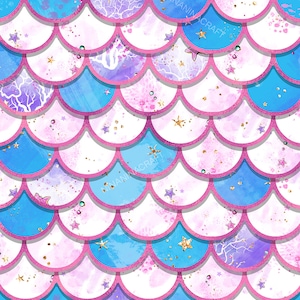 Mermaid Digital Papers Basics, Abstract Colorful Seamless Patterns ...