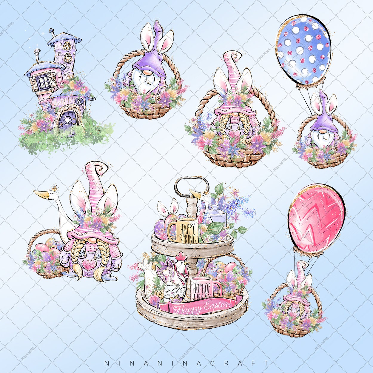 Cute Easter Clip Art Pack, Spring Digital Planner Stickers by ...