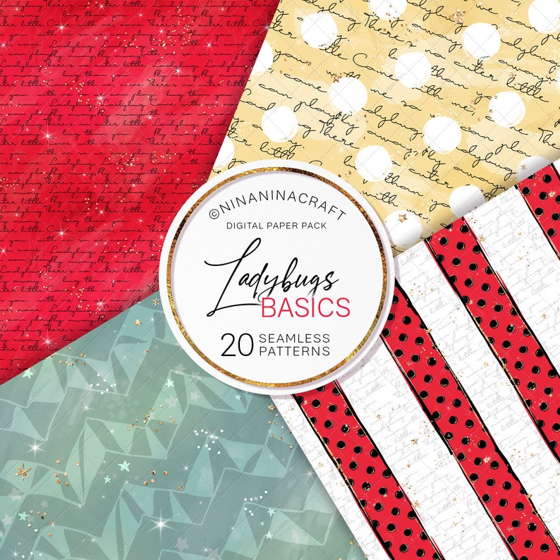 Cute Ladybug Pattern Digital Papers Ladybird Polka Dots by - Etsy