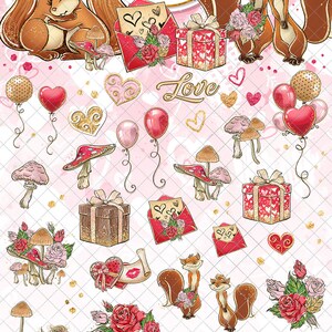Woodland Animals Valentine's Day Clipart, Valentines Clip Art, Cute ...