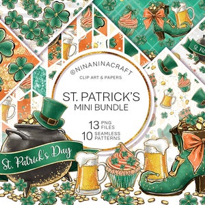 Saint Patrick's Day Clipart, Digital Papers, Pot of Gold Clip Art ...