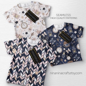 Stars Digital Paper Pack, Gold Glitter Seamless Patterns, Party Fabric ...