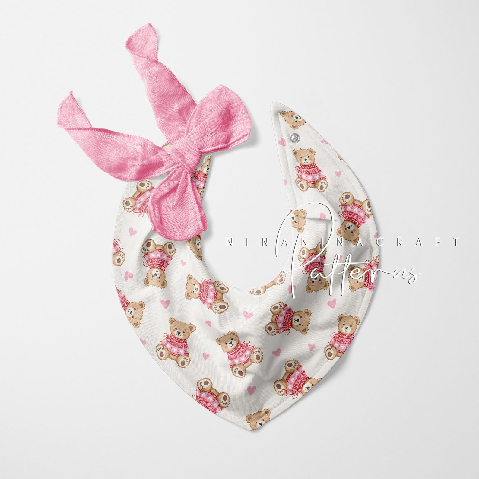 Valentines Teddy Bear Seamless Pattern by Ninaninacraft: Chiffon, Pink ...