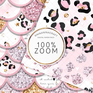 Pink Glamour Glitter Digital Paper Pack, Pretty and Girly Glitter ...