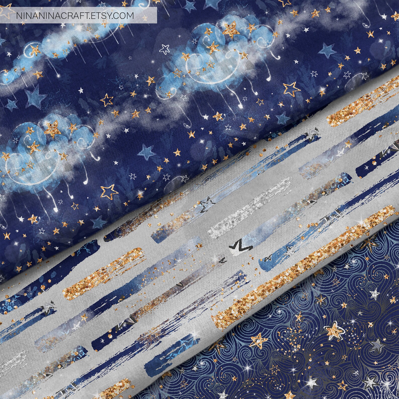 Winter Skies Digital Papers, Winter Night Seamless Patterns by ...