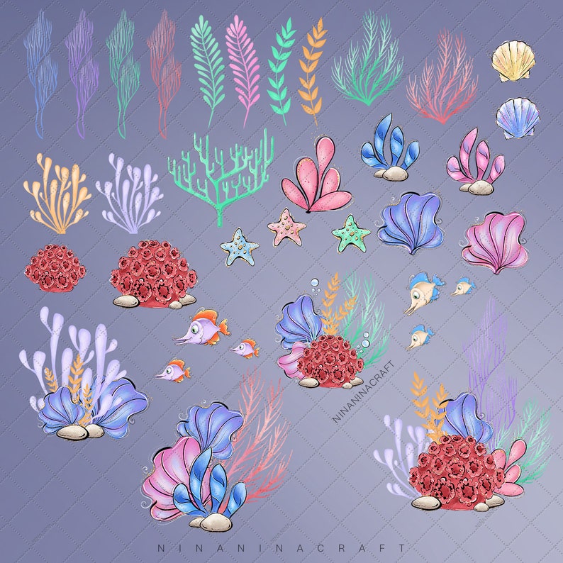 Cute Sea Fish Clip Art Pack Summer Underwater Clipart by - Etsy