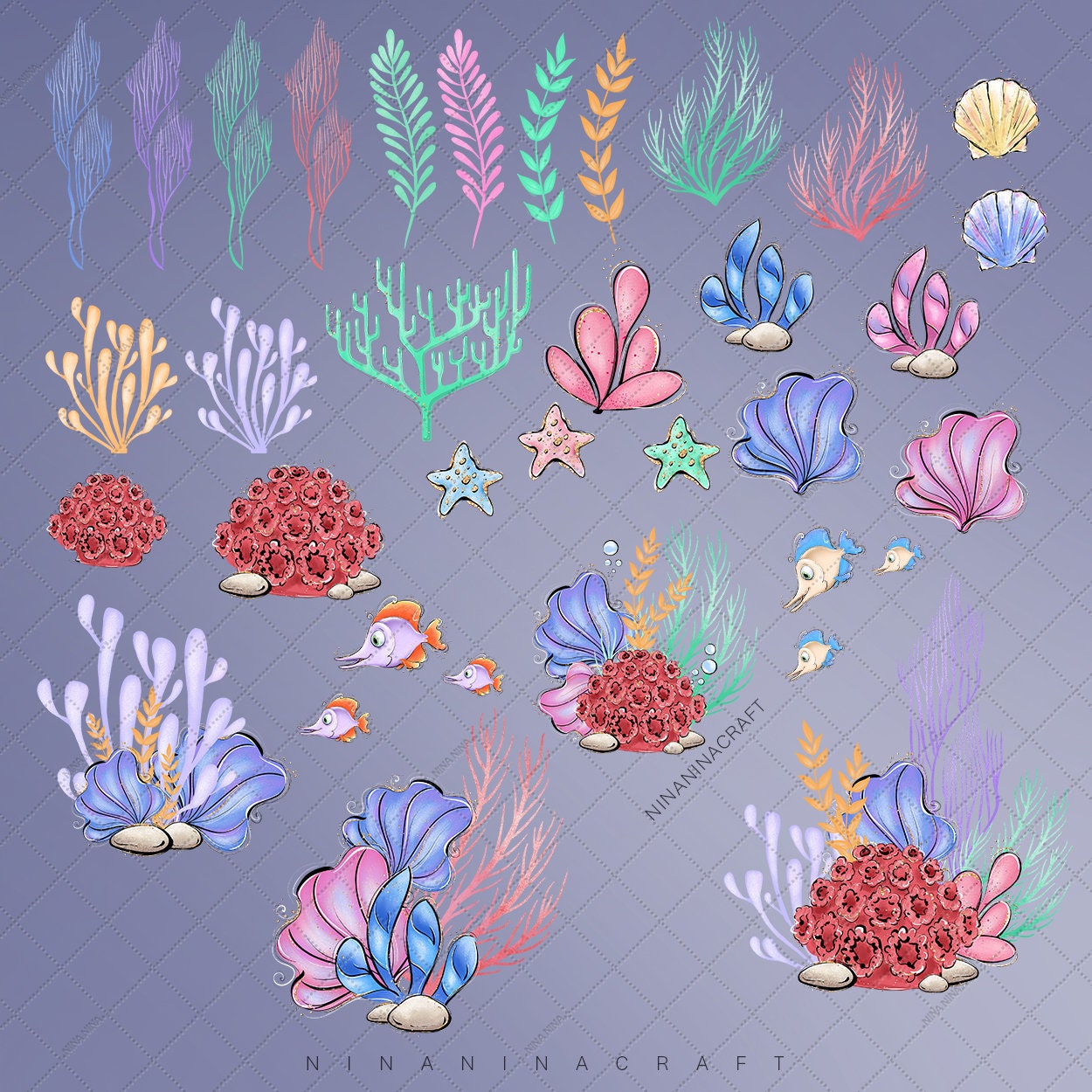 Cute Sea Fish Clip Art Pack Summer Underwater Clipart by - Etsy Australia