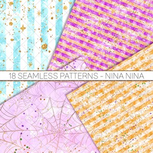 Cute Halloween Digital Papers Basic, Halloween Seamless Patterns ...