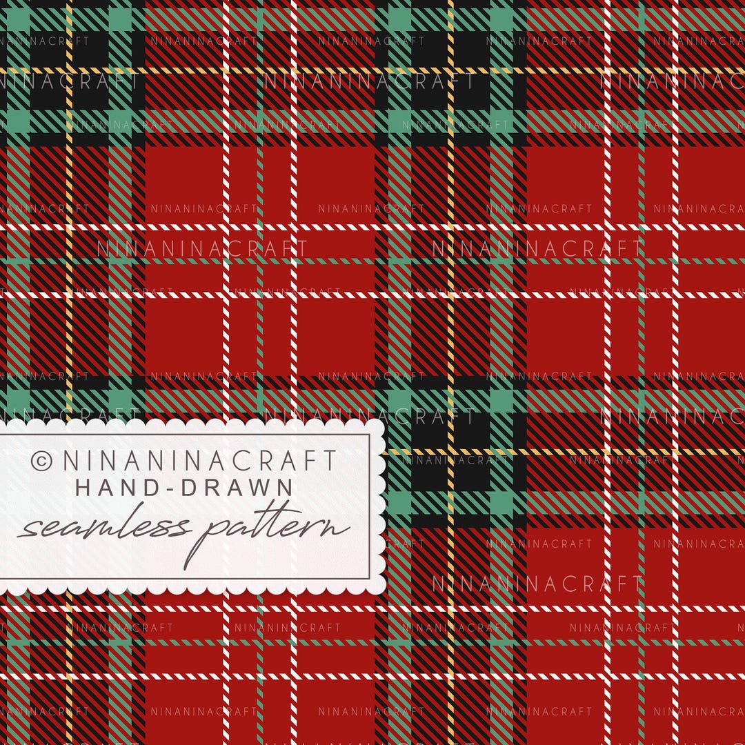 Classic Christmas Plaid Seamless Pattern by Ninaninacraft: Textured Red ...