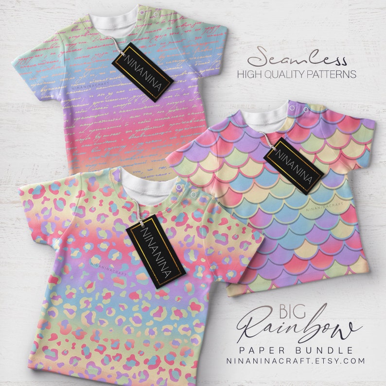 Big Rainbow Digital Paper Bundle Colorful Seamless Patterns | Etsy