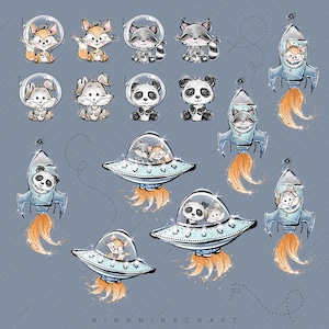 Cute Space Animals Clip Art, Astronaut Cuties Clip Art Pack by ...