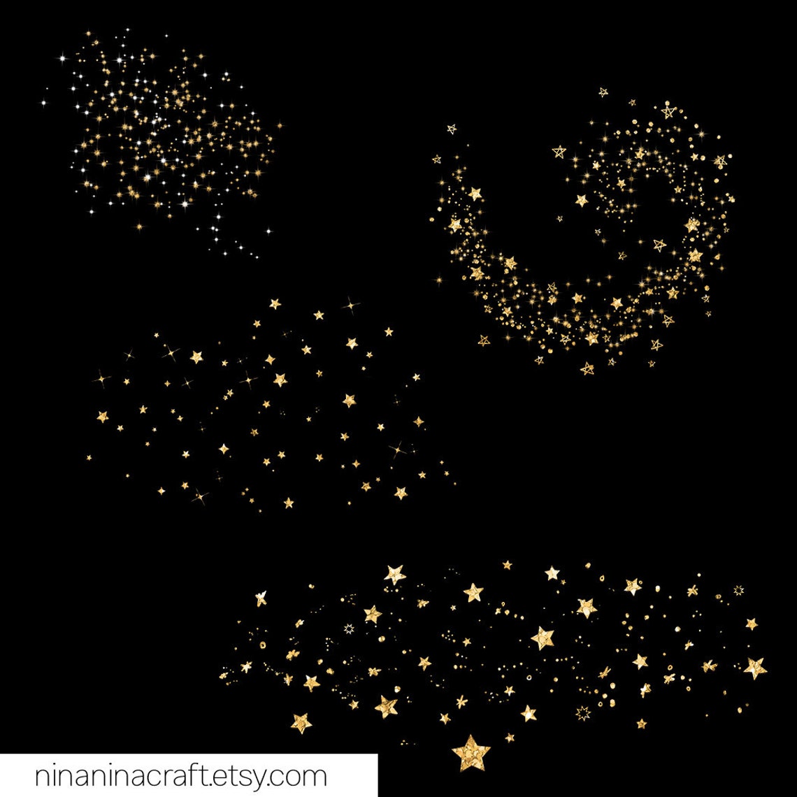 Golden Stars Clipart Glitter Stars Overlay Stardust Clip | Etsy