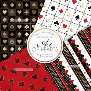 Playing Cards Digital Papers, Cards Seamless Patterns by Ninaninacraft ...