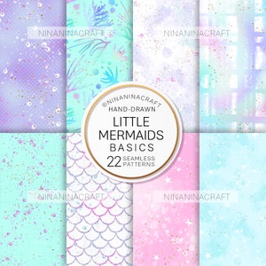 Mermaids Digital Paper by Ninaninacraft, High Res JPG Seamless Pattern ...