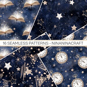 Stars Digital Paper Pack, Galaxy Skies Seamless Patterns, Stardust ...