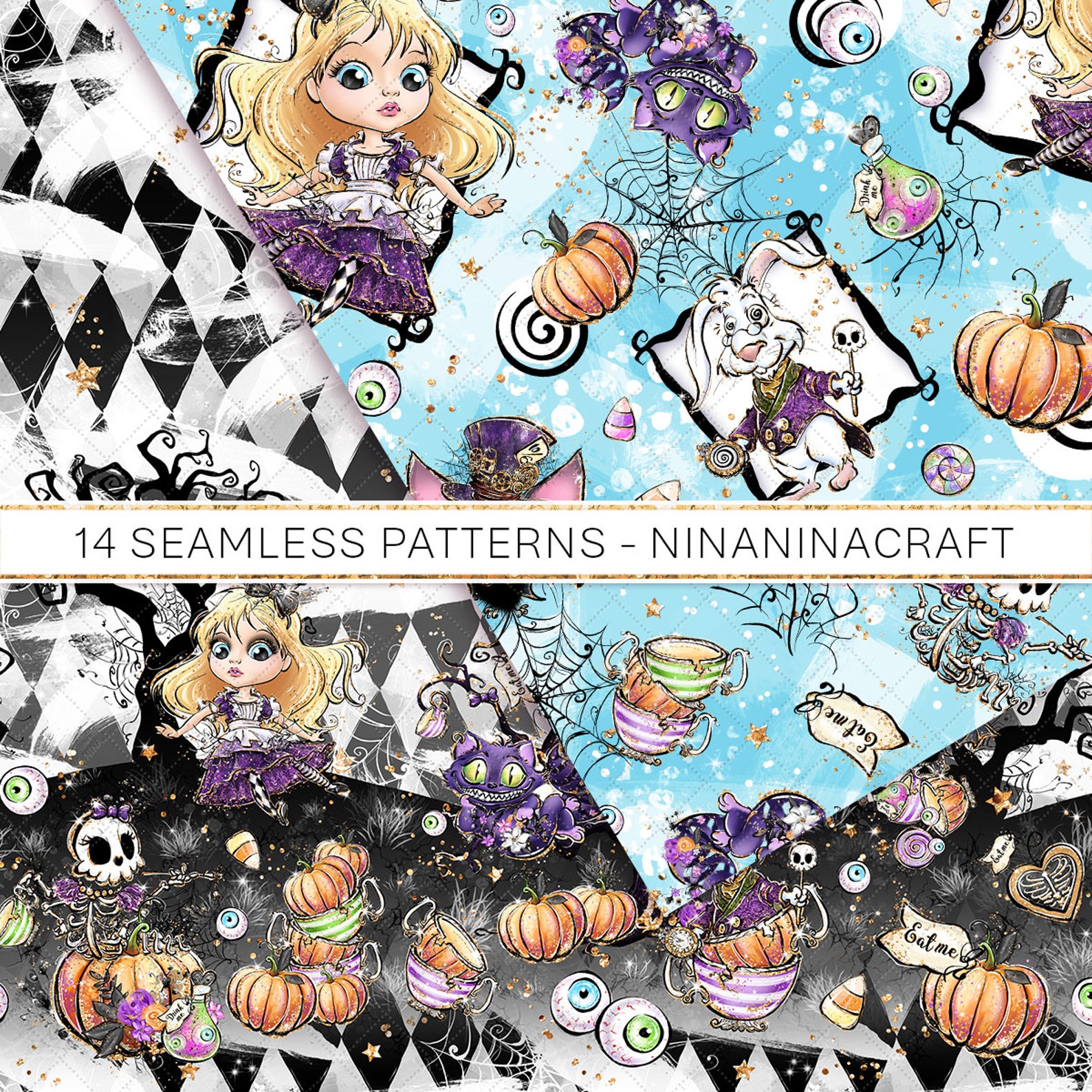 Halloween Wonderland Digital Papers Pack Cute Seamless - Etsy