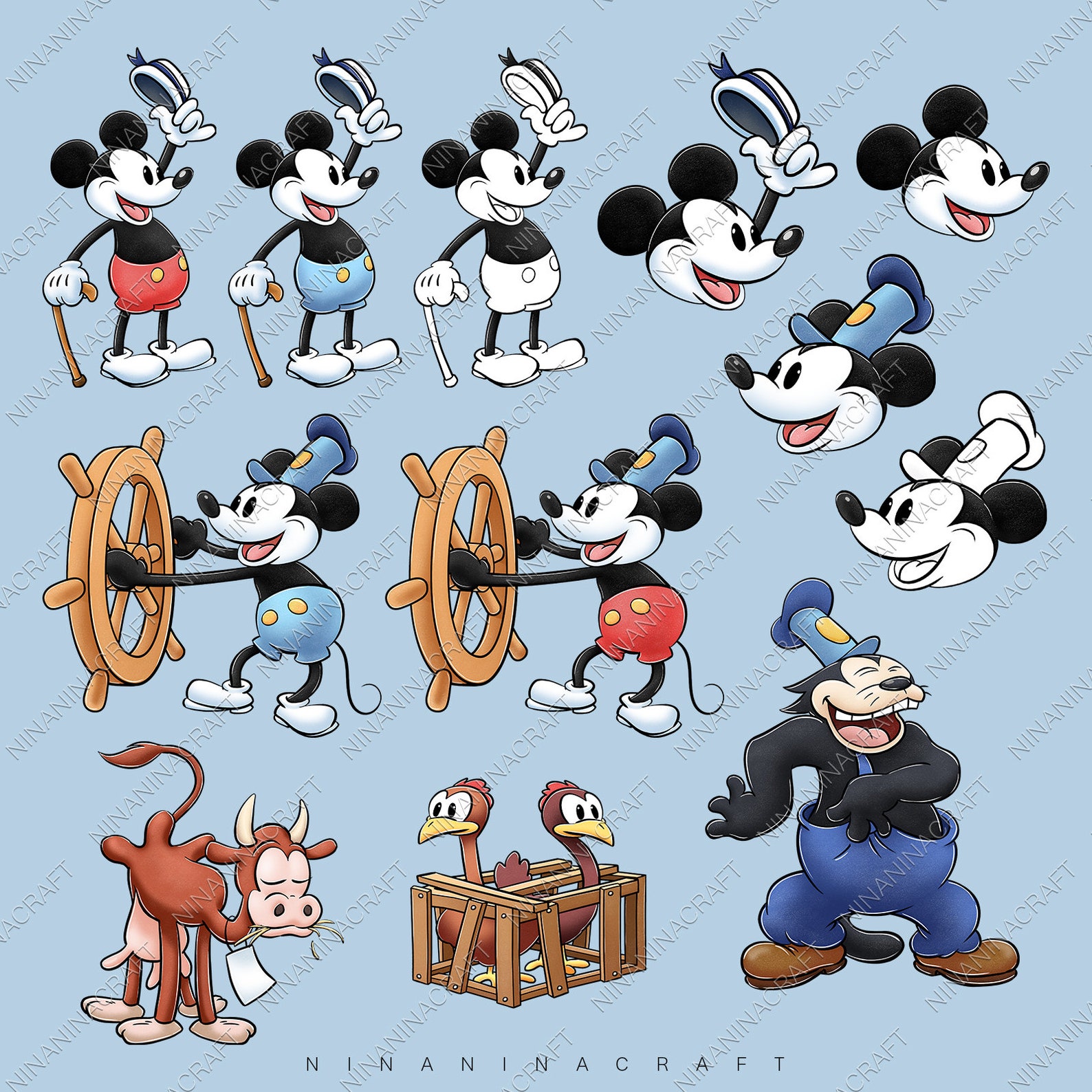 Steamboat Willie Clipart, Hand-drawn Nautical Clip Art PNG by ...