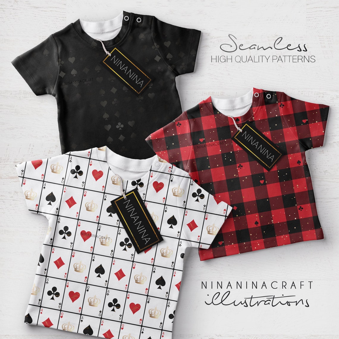 Playing Cards Digital Papers, Cards Seamless Patterns by Ninaninacraft ...
