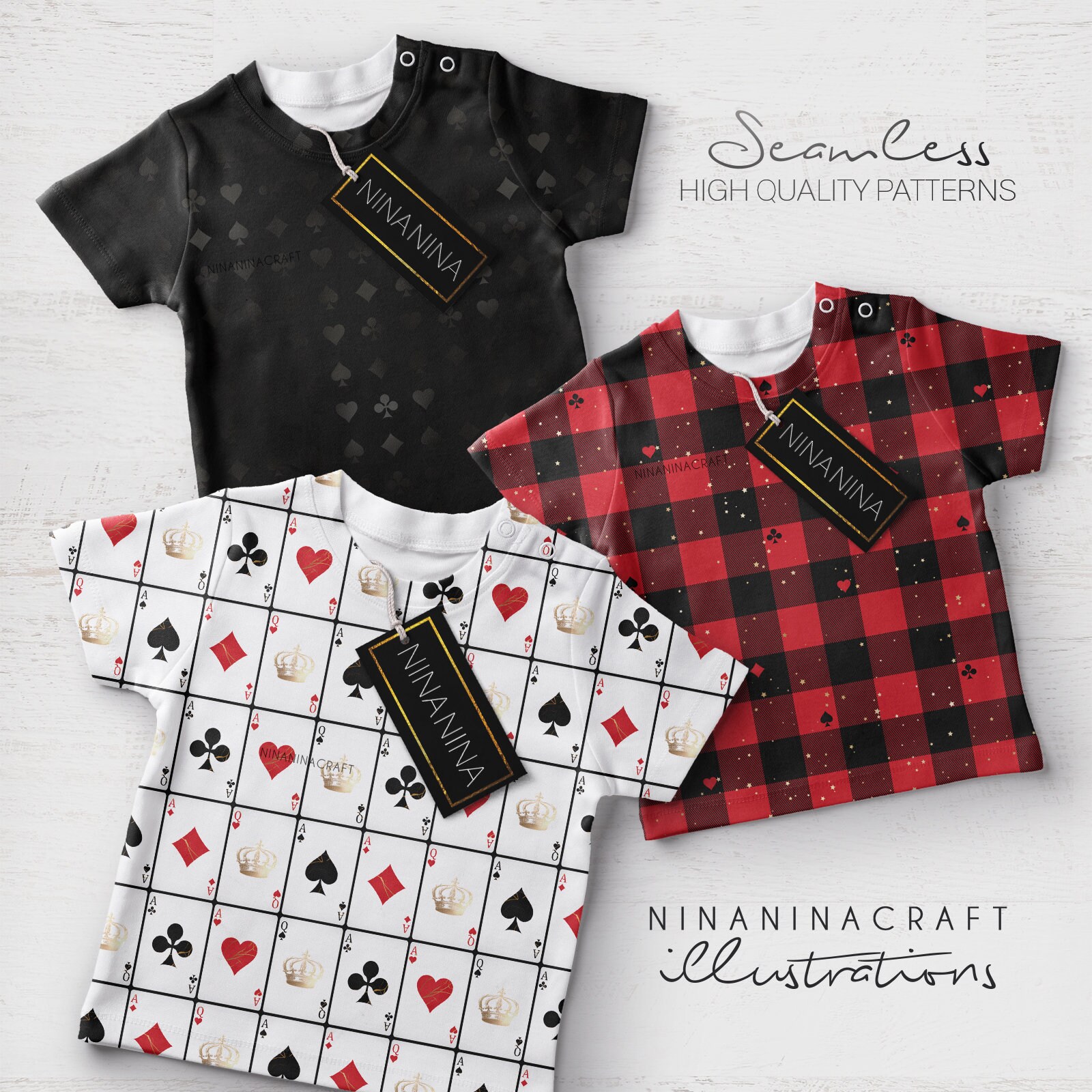 Playing Cards Digital Papers, Cards Seamless Patterns by Ninaninacraft ...