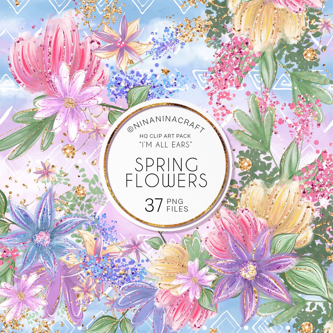 Cute Spring Flowers Clip Art Pack, Colorful Easter Flower Clipart by ...