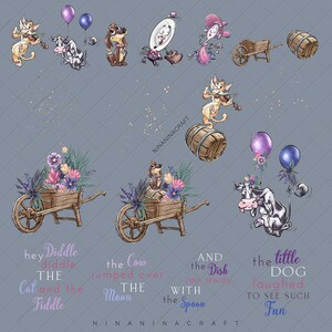 Hey Diddle Diddle Clip Art Pack by Ninaninacraft, Cow, Cat, Dog, Moon ...