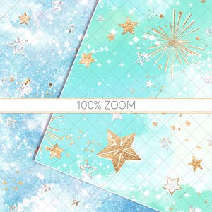 Pastel Galaxy Digital Papers, Stars Seamless Patterns, Gold Glitter Sky ...