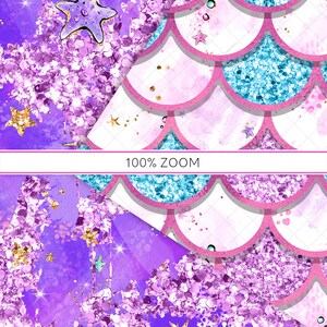 Mermaid Glitter Digital Paper Pack, Colorful Rainbow Glitter Seamless ...