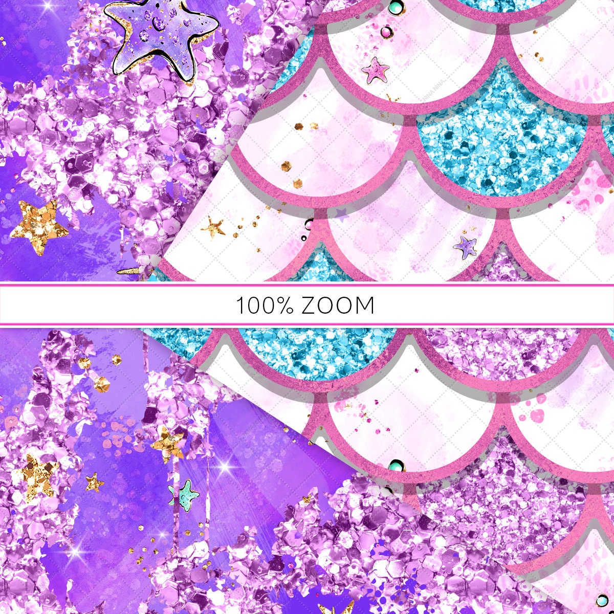 Mermaid Glitter Digital Paper Pack, Colorful Rainbow Glitter Seamless ...