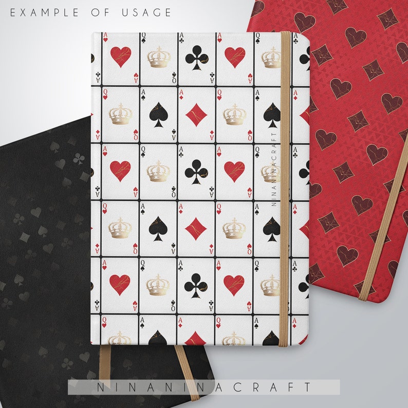 Playing Cards Digital Papers Cards Seamless Patterns by - Etsy