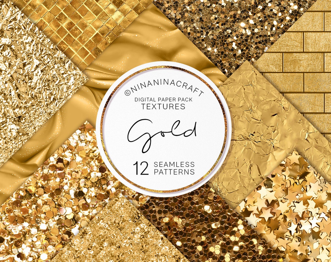 Golden Textures Digital Papers, Gold Seamless Patterns, Luxury Glitter ...